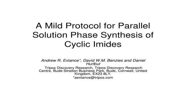 A Mild Protocol for Parallel Solution Phase Synthesis of Cyclic Imides ...
