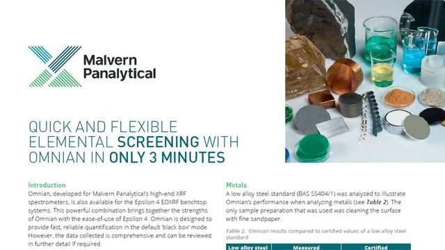 Quick and flexible elemental screening with Omnian in only 3 minutes ...