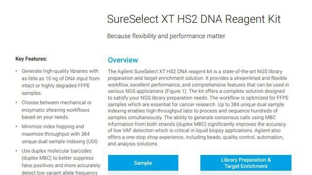 SureSelect XT HS2 DNA Reagent Kit | Technology Networks