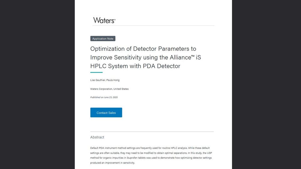 Alliance iS HPLC: Optimize PDA Detector for Sensitivity | Technology Networks