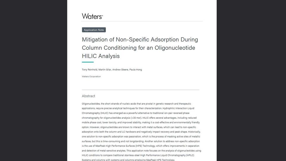 Reducing Non-Specific Adsorption in Oligo HILIC | Technology Networks