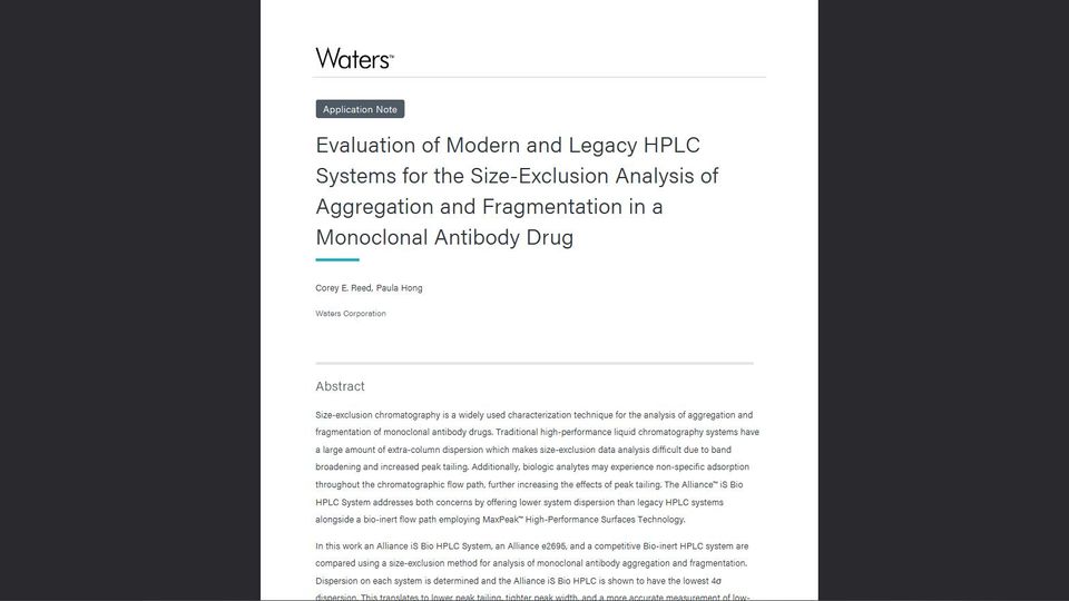 HPLC Systems for mAb Aggregation and Fragmentation Analysis ...